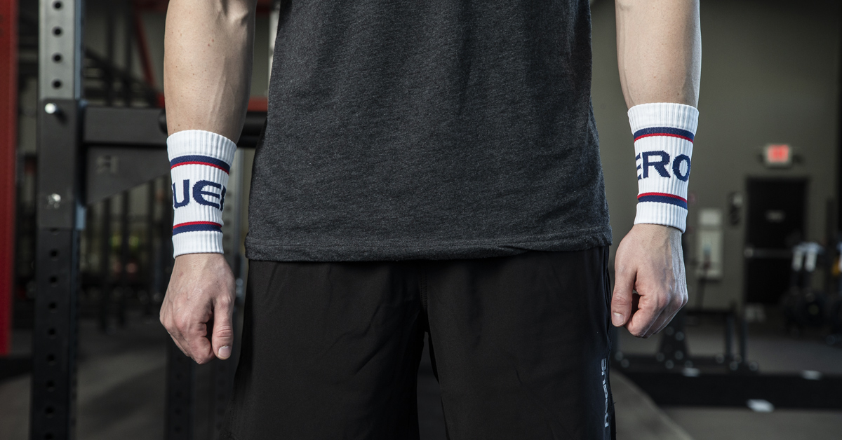 Rogue Wrist Bands - White / Blue / Red | Rogue Fitness