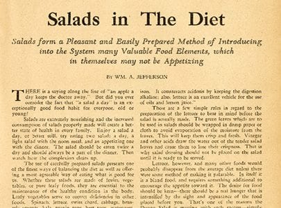 Salads in The Diet – Strength Magazine – April 1930 | Rogue Fitness