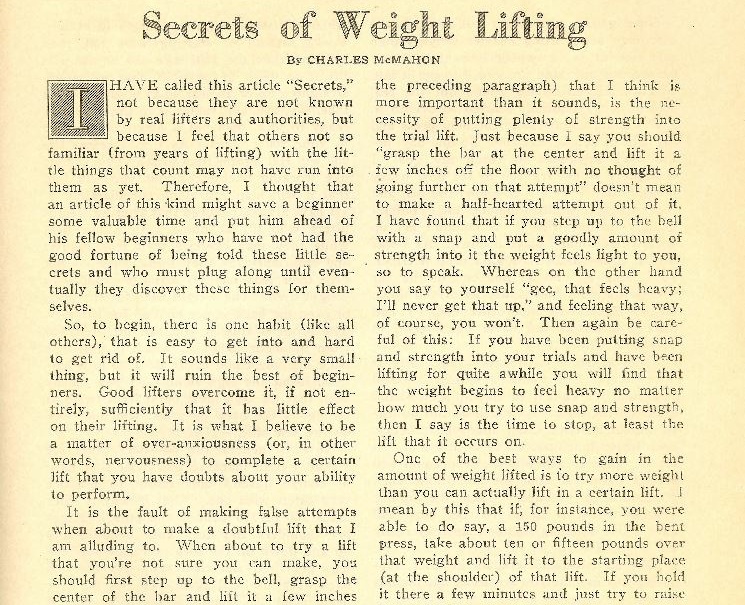 Secrets of Weight Lifting – Strength Magazine – June, 1921 | Rogue USA