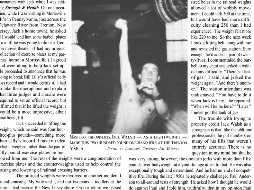 Jack Walsh-World’s Strongest Man? – Iron Game History – October, 1995 ...
