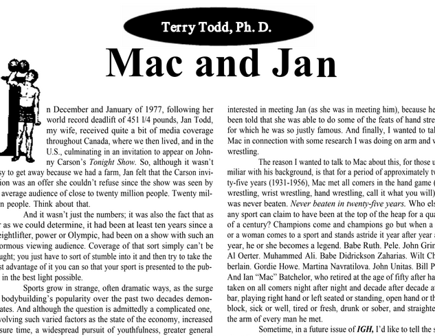 Mac and Jan – Iron Game History – April, 1995 | Rogue Fitness