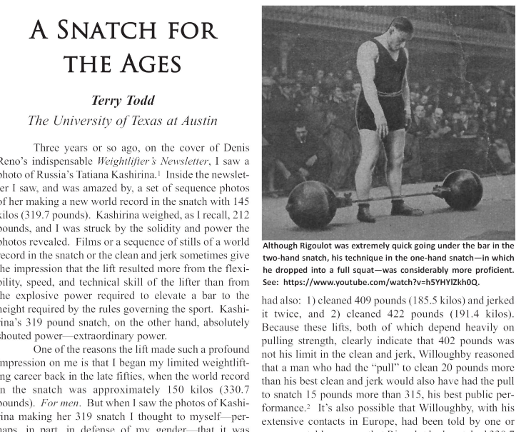 A Snatch for the Ages – Iron Game History – August, 2014 | Rogue Fitness