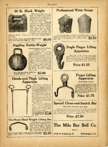 Ads for various Milo Bar-Bell Company Products | Rogue Fitness