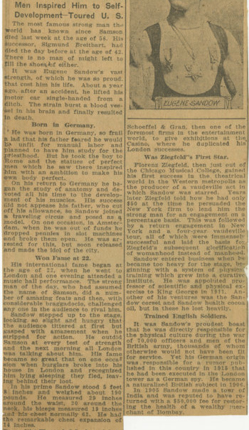 Sandow, Weakling as boy, won fame for strength at 22 | Rogue USA