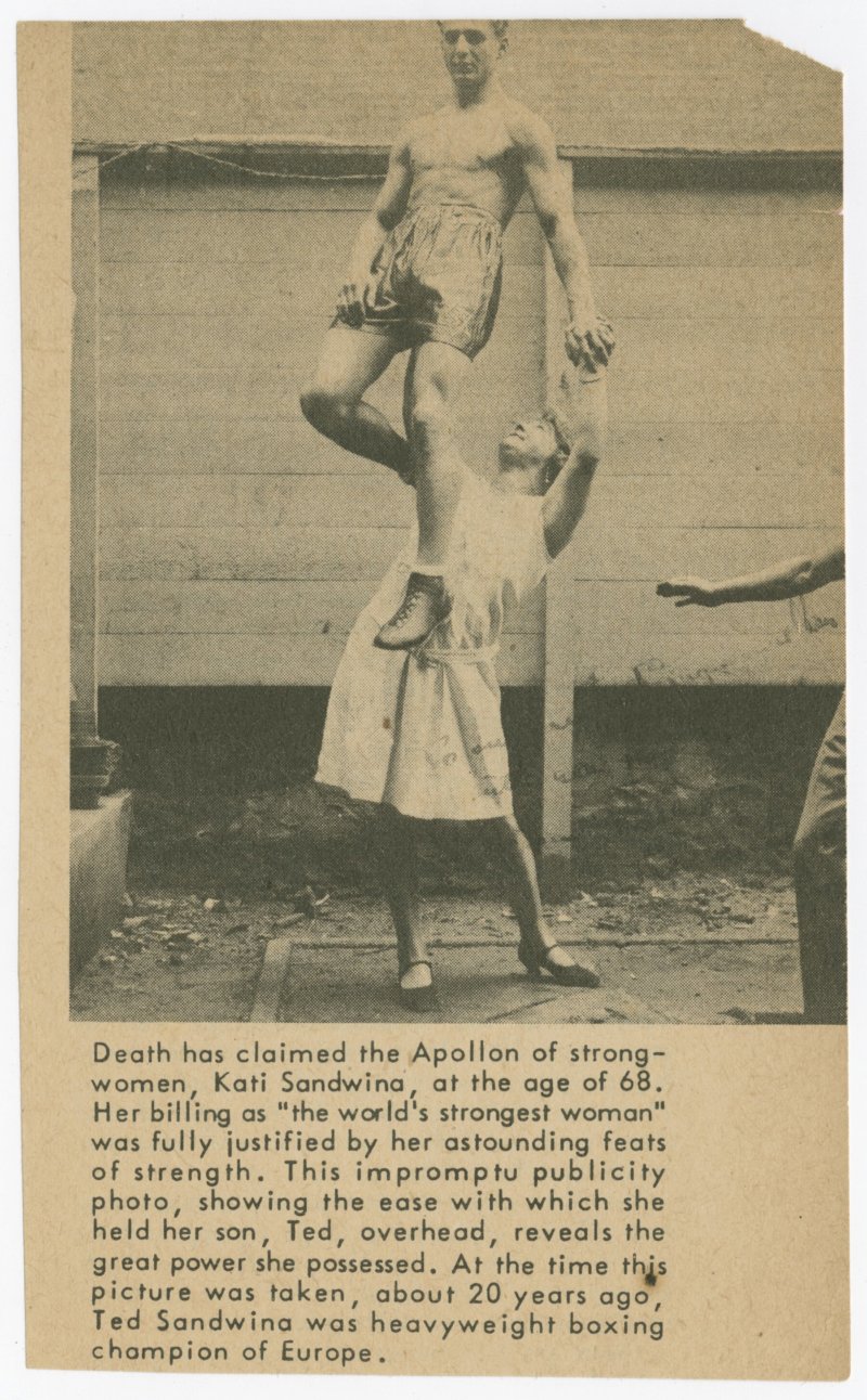 Death has claimed the Apollon of strongwomen, Katie Sandwina, at the ...