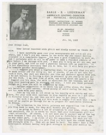 Earle Liederman letter | Rogue Fitness