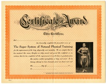 The Super System of Natural Physical Training completion certificate ...