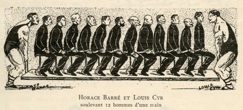 Horace Barre and Louis Cyr lifting 12 men with one hand | Rogue USA