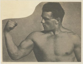 Milo Steinborn flexing right arm | Rogue Fitness