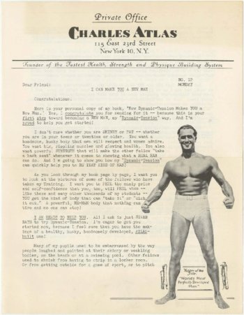Charles Atlas advertising pitch on Atlas letterhead | Rogue Fitness
