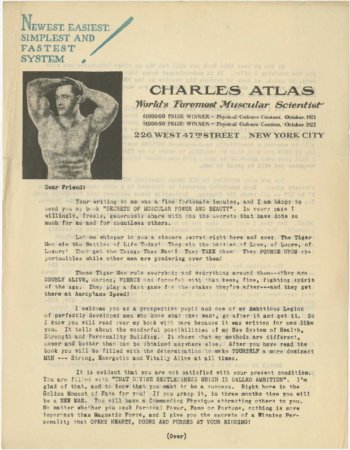 Charles Atlas advertising pitch on Atlas letterhead | Rogue Fitness