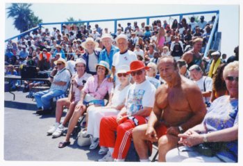 Pudgy and Les Stockton with other Muscle Beach regulars | Rogue Fitness