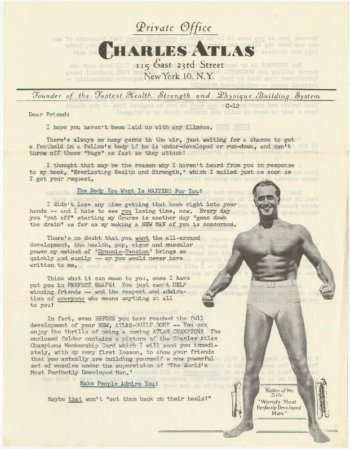Charles Atlas advertising pitch on Atlas letterhead | Rogue Fitness